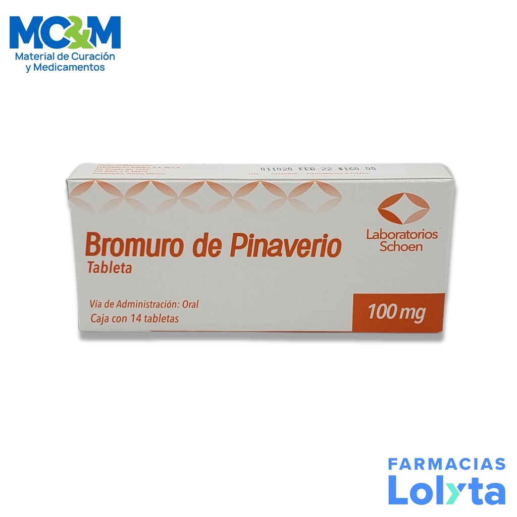 BROMURO DE PINAVERIO 100MG C/14 TAB LAB SCHOEN | Website Farmacias Lolyta